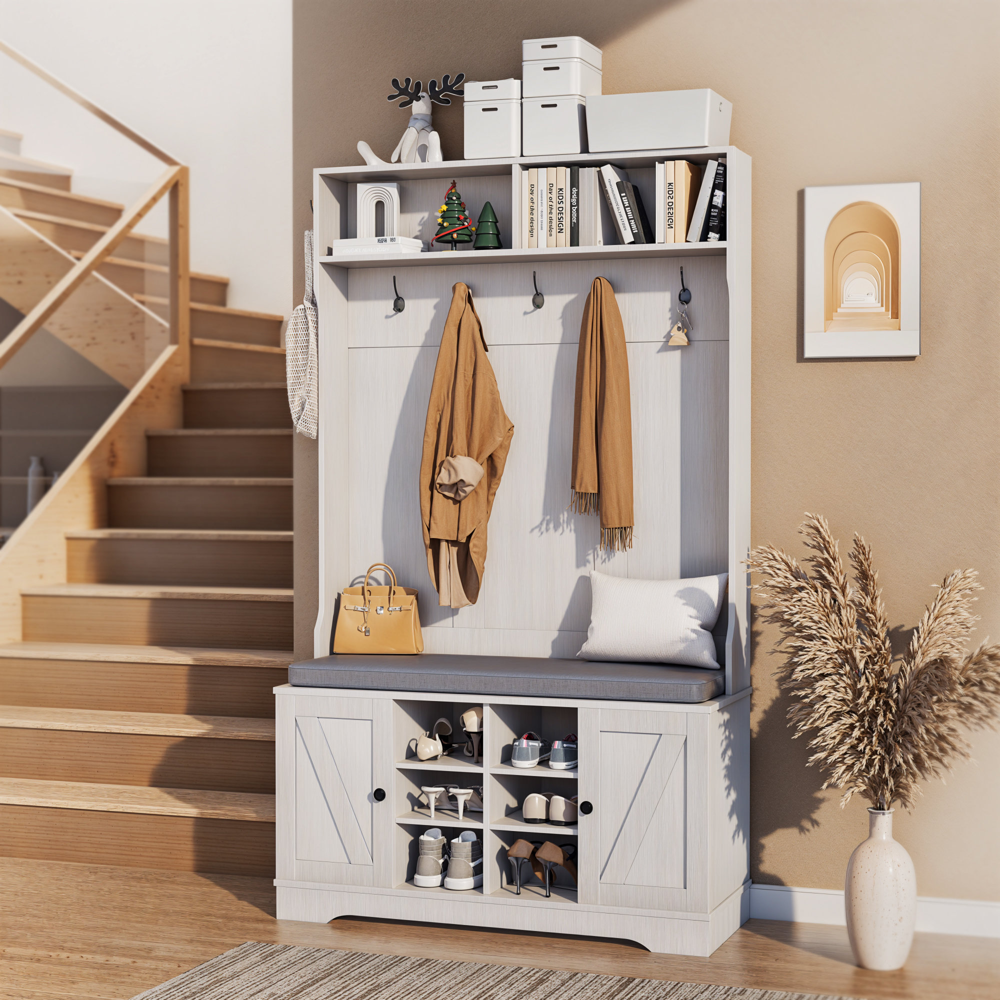 Rosalind Wheeler 71" Coat Rack With 6 Hooks, 4-In-1 Hall Tree With Storage Bench, Coat Hanger ...